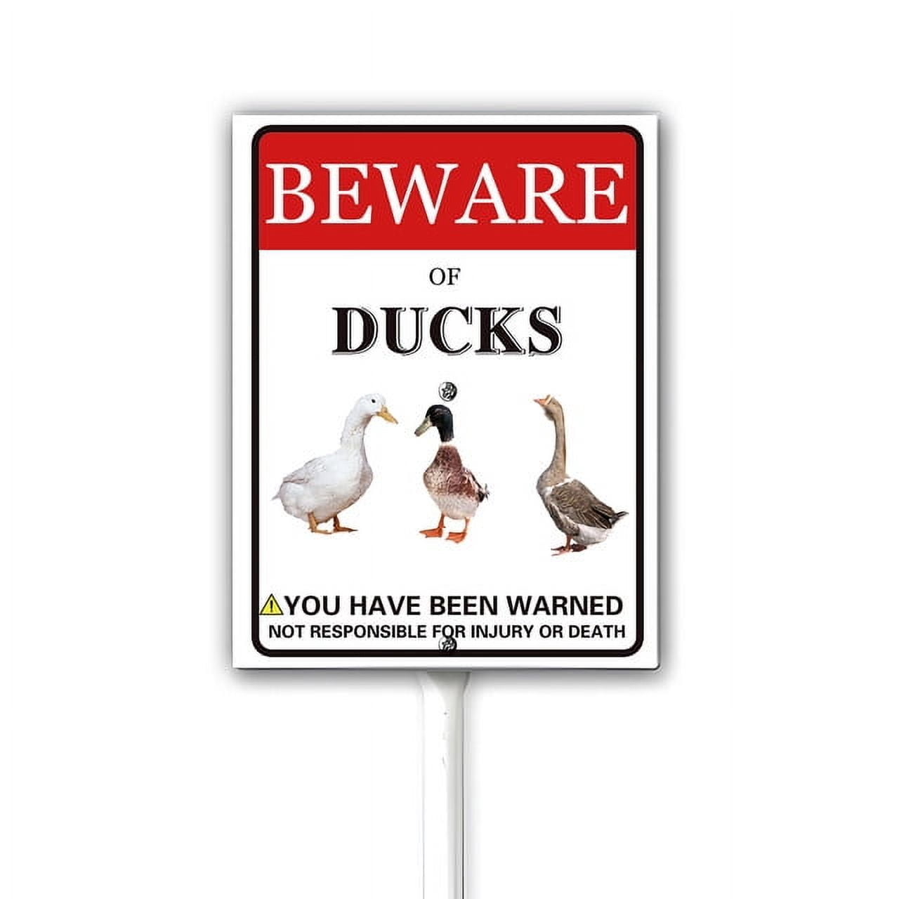 Beware of Duck Metal Yard Sign With Stake Rustproof Outdoor Aluminum ...
