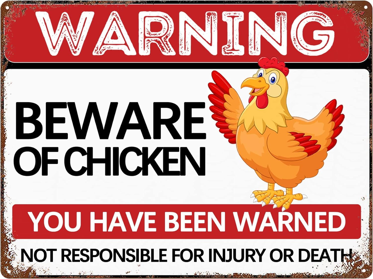 Beware of Duck Sign 12x16 inch - Vintage Rusty Metal Poster Animal Duck ...