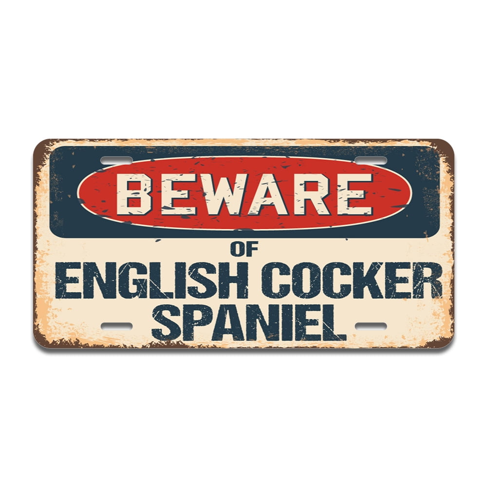 Beware of English Cocker Spaniel Aluminum License Plate| License Plate ...