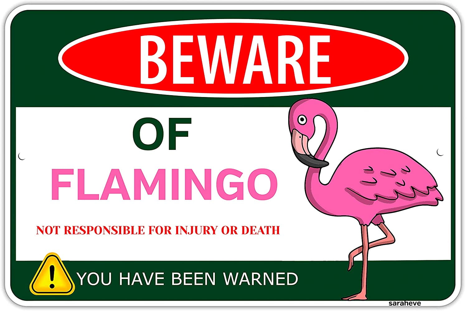 Beware of Flamingo Metal Tin Sign Funny Pink Flamingo Sign Gifts for ...