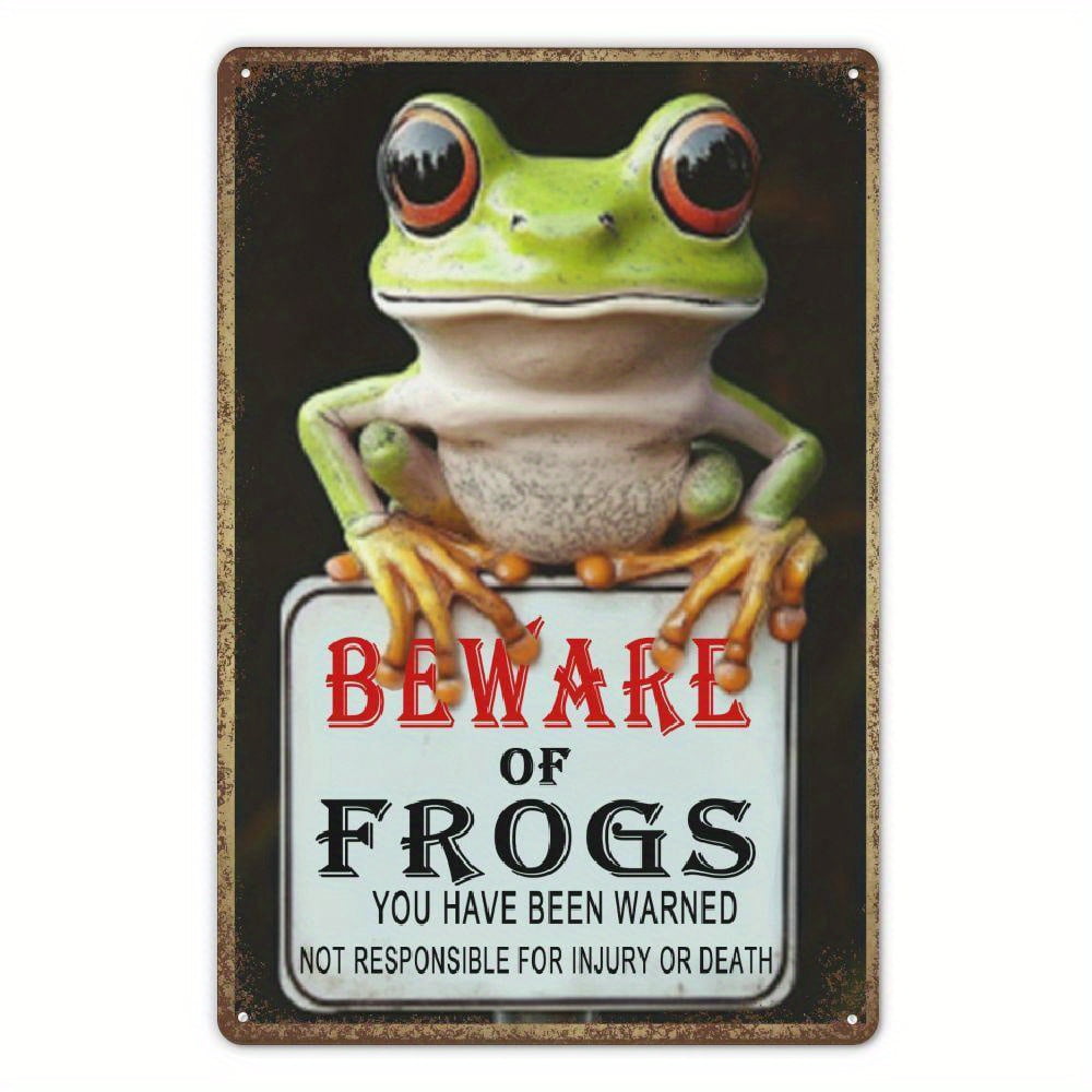 Beware of Frog Signs 8"x6" Vintage Metal Tin Sign Frog Decor Wall Signs ...