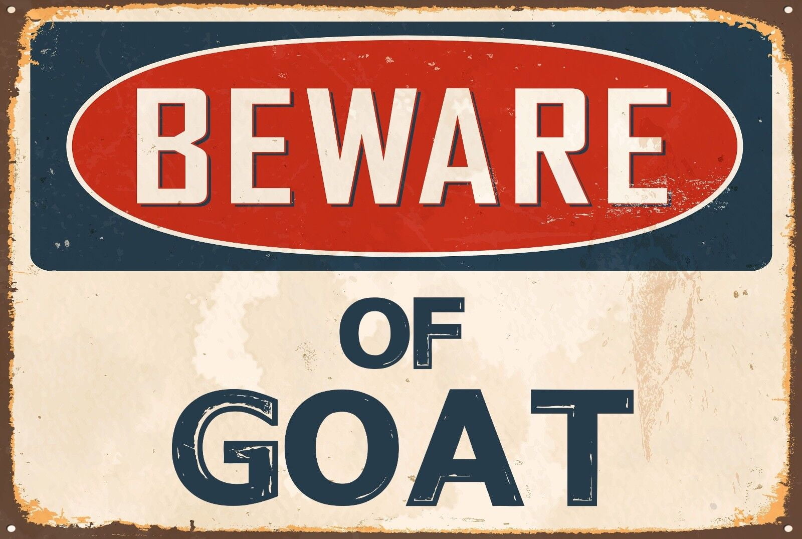 Beware of Goat Reproduction Metal Sign 8" X 12" Aluminum - Walmart.com