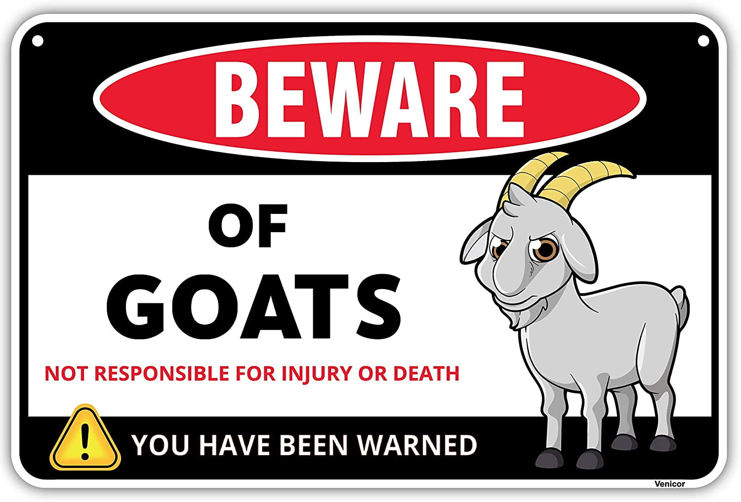 Beware of Goat Sign Decor - 8 x 12 Inches - Aluminum - Goat Gifts for ...