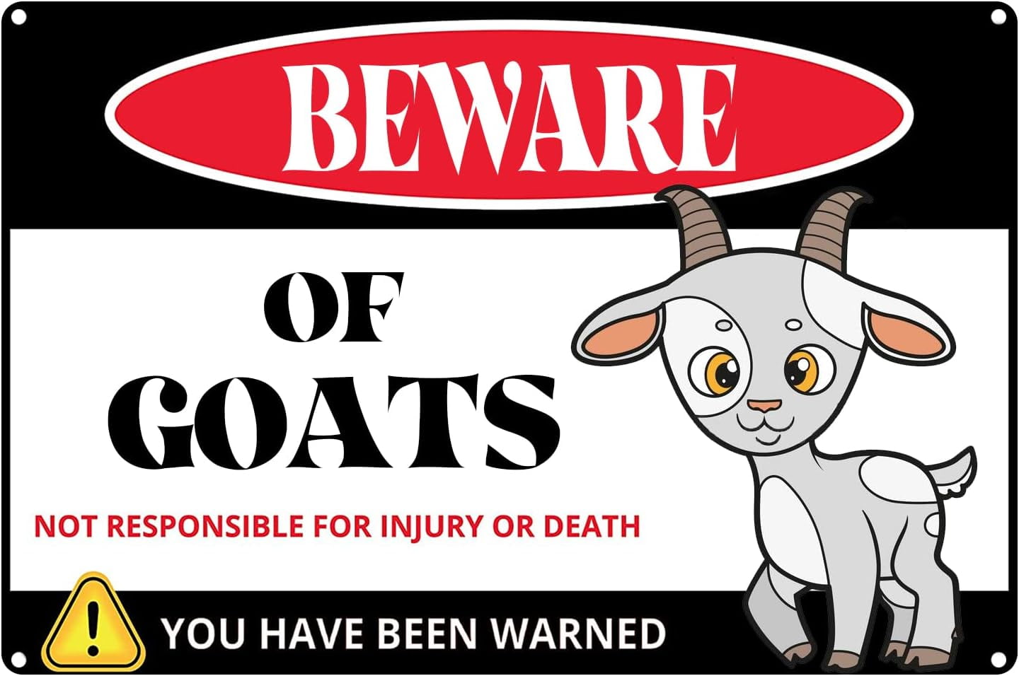 Beware of Goat Sign Decor Funny Metal Tin Sign for Shop Farm Ranch Cafe ...