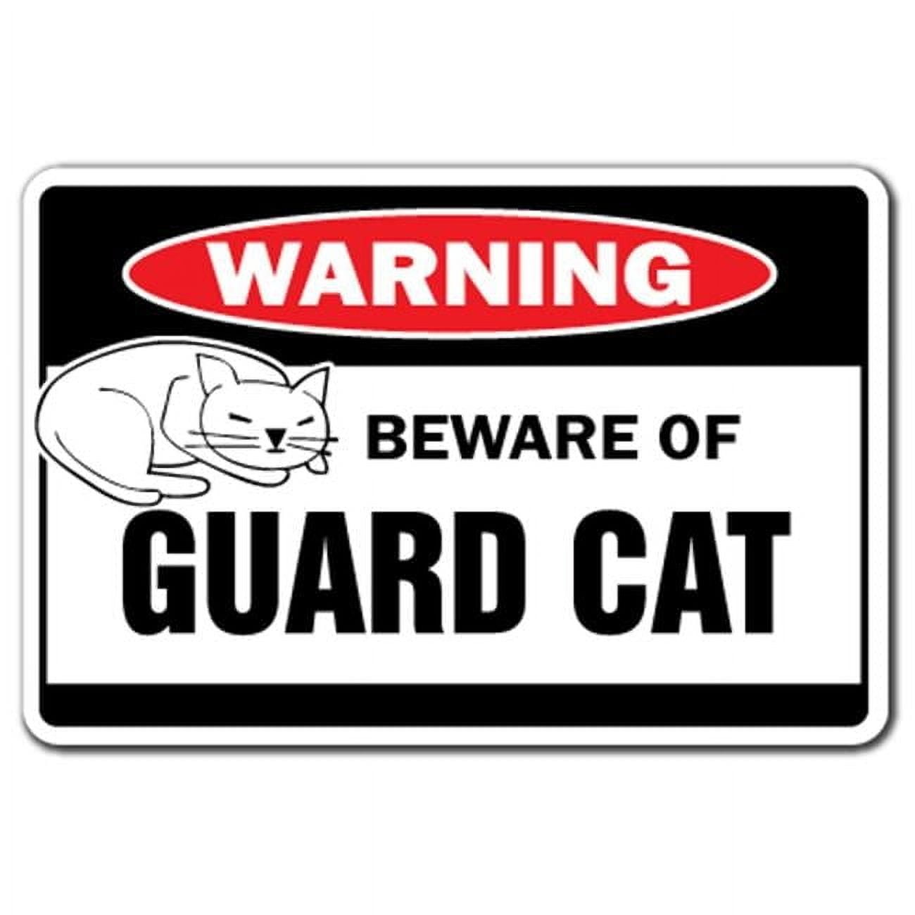 Beware of Guard Cat Warning Aluminum Sign for Cats Lover Aluminum Sign ...