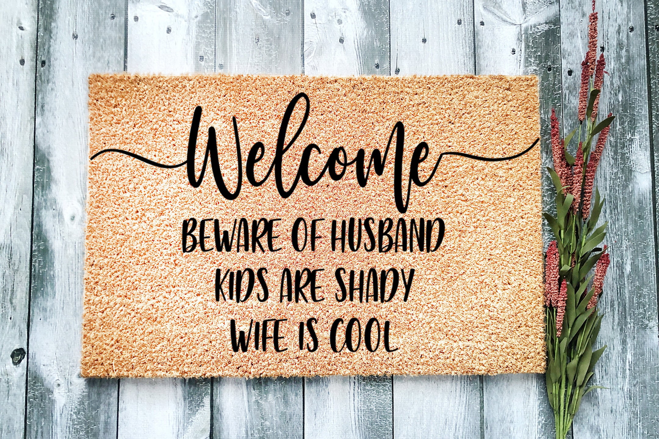 Beware of Husband Kids are Shady Wife is Cool | Funny Doormat | Welcome ...