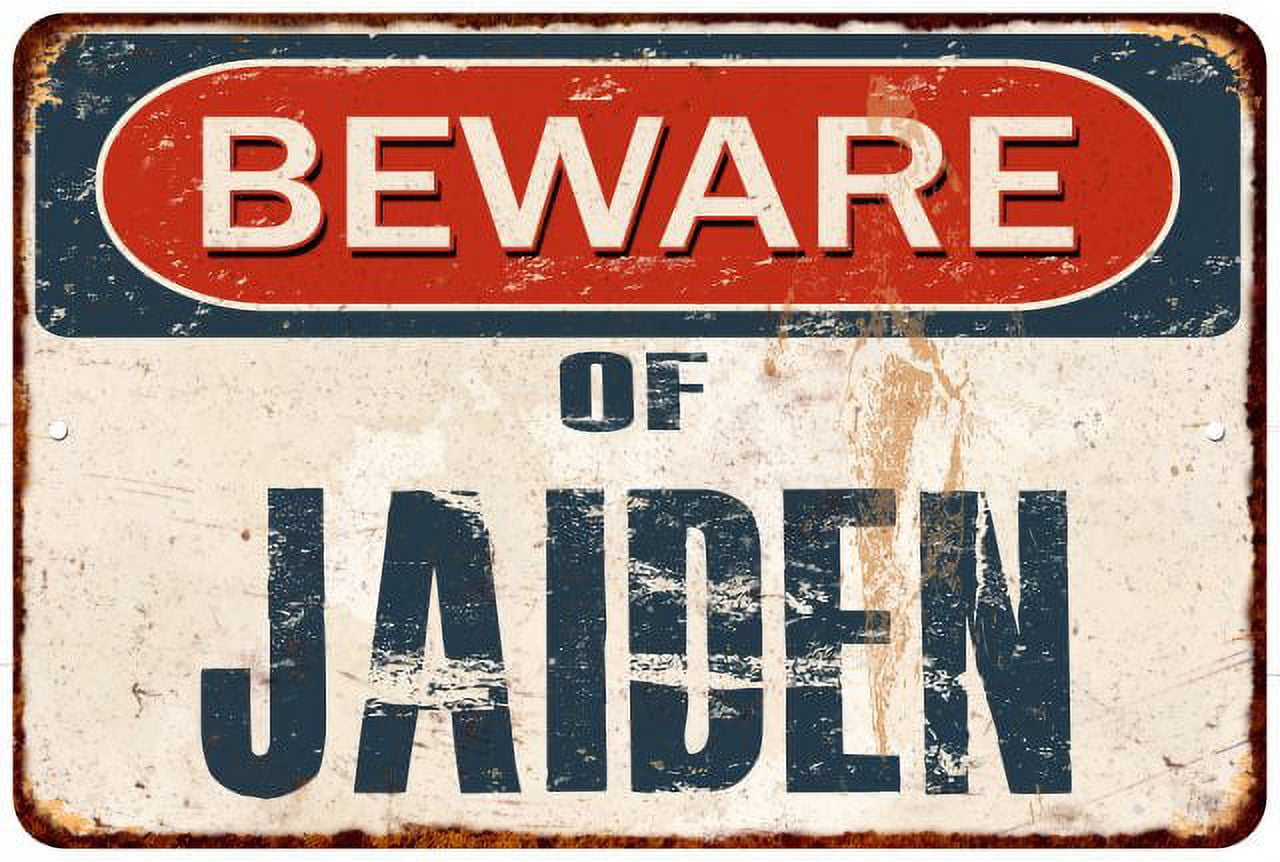 Beware of JAIDEN Metal Sign Rusty Wall Decor 8x12 108120041569 ...