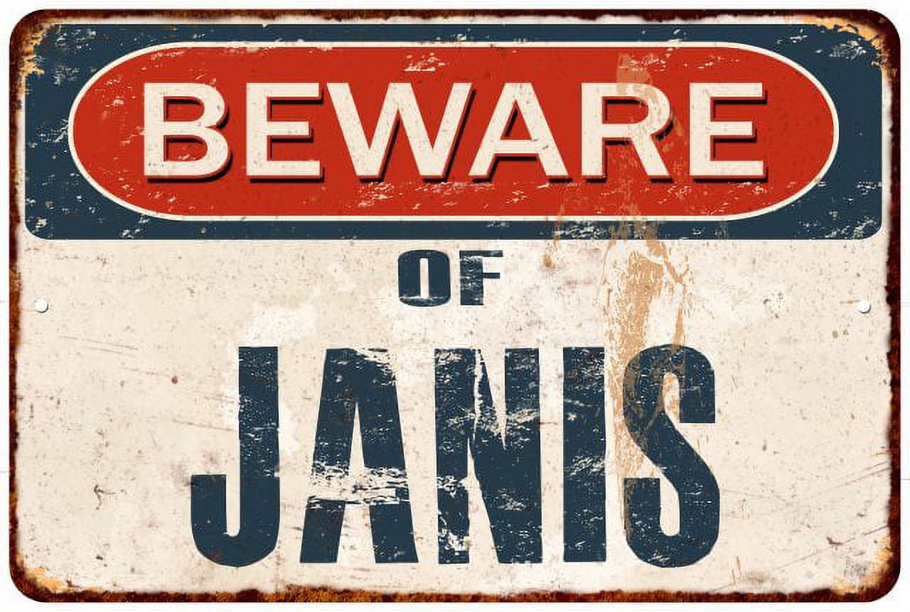 Beware of JANIS Metal Sign Rusty Wall Decor 8x12 108120041446 - Walmart.com