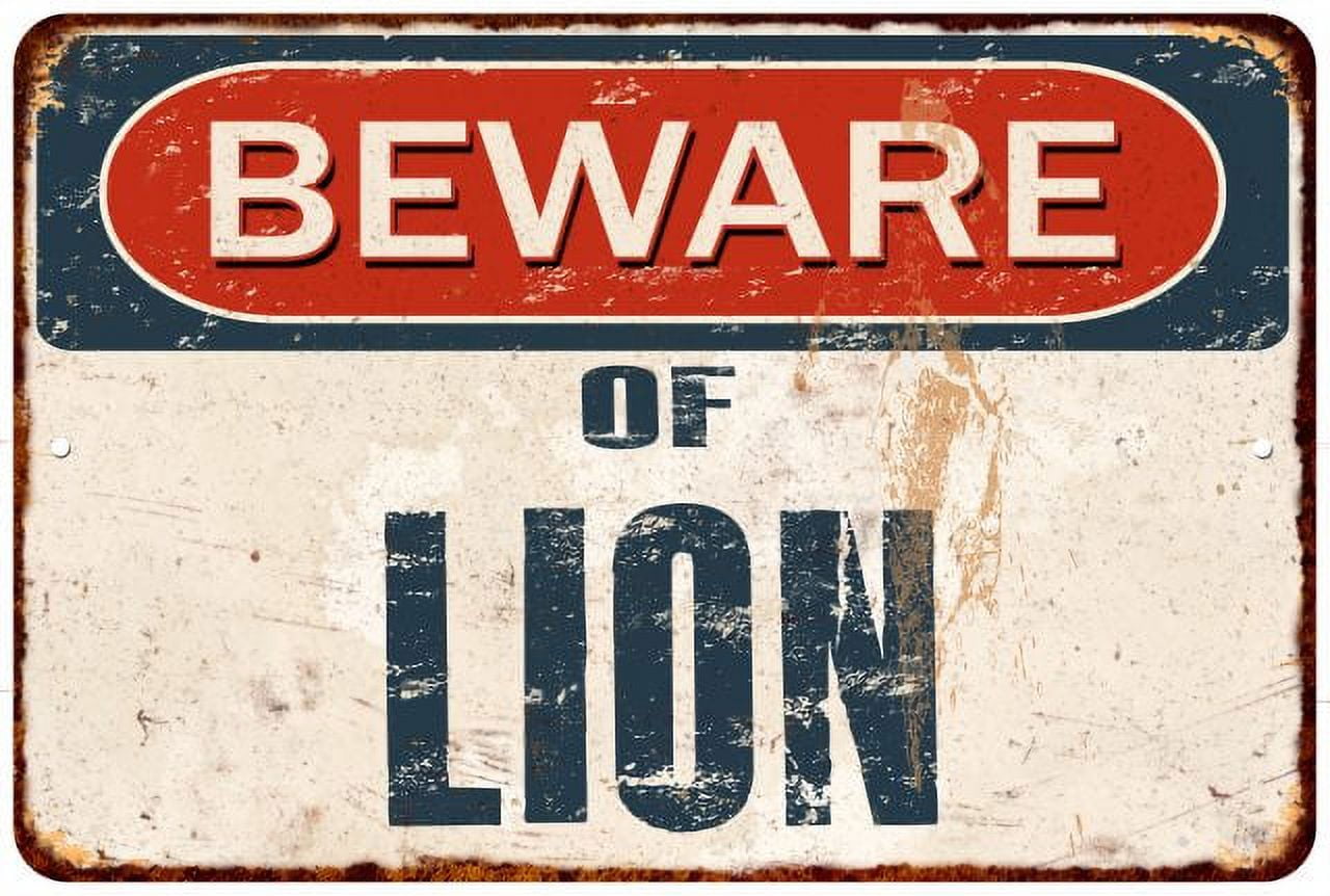 Beware of LION Metal Sign Rusty Wall Decor 8x12 108120041051 - Walmart.com