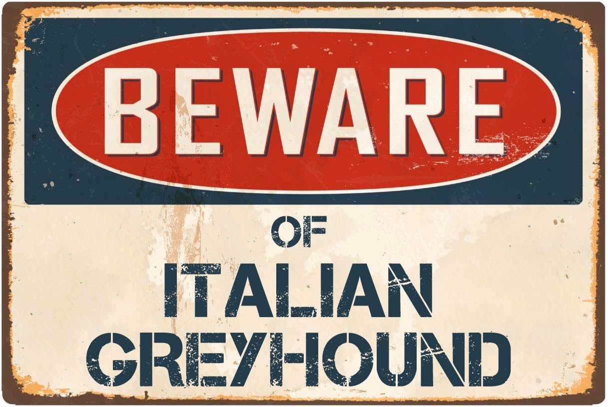Beware of Ltalian Greyhound Vintage Aluminum Retro Warning Metal Sign ...