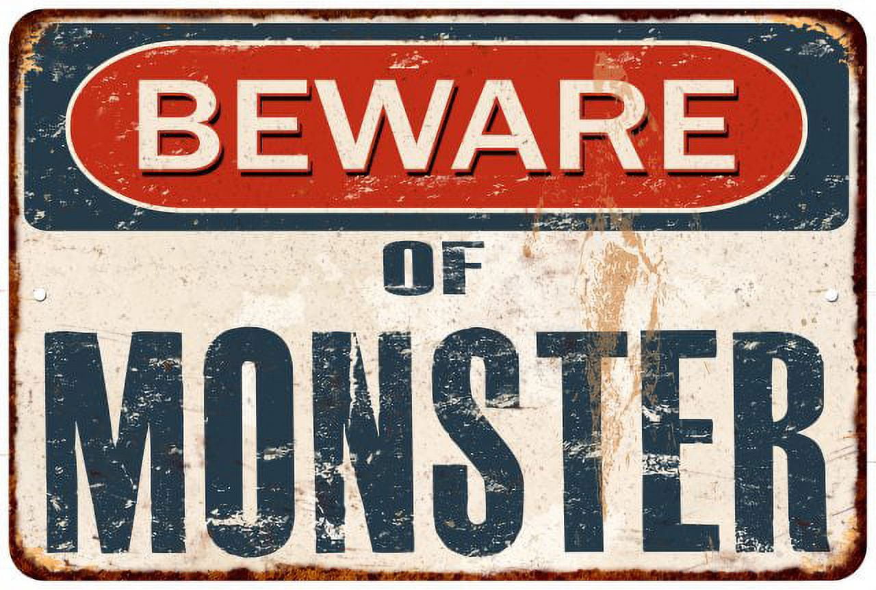 Beware of MONSTER Metal Sign Rusty Wall Decor 8x12 108120041781 ...