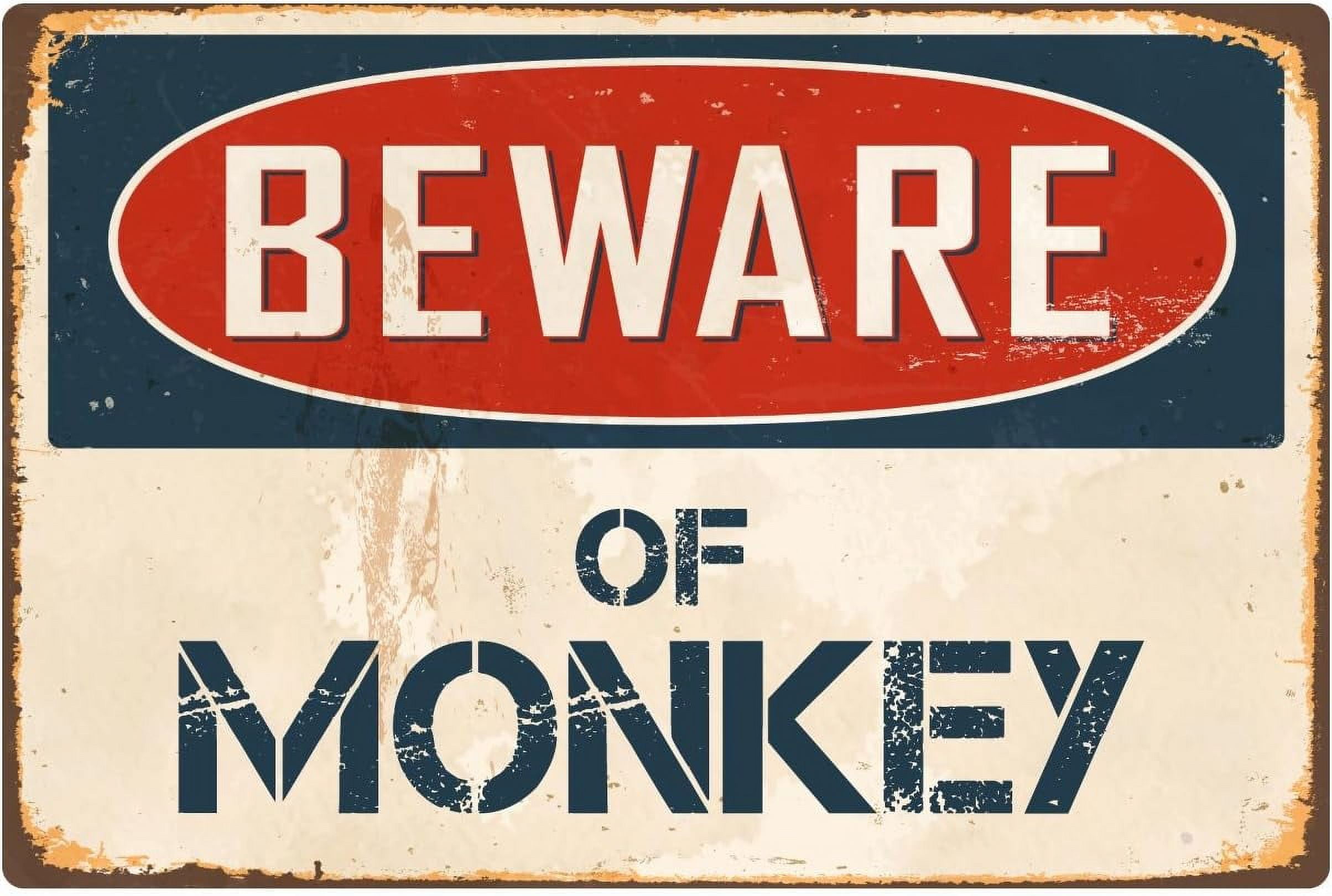 Beware of Monkey 8 ” x 12 ” Vintage Retro Metal Sign - Walmart.com