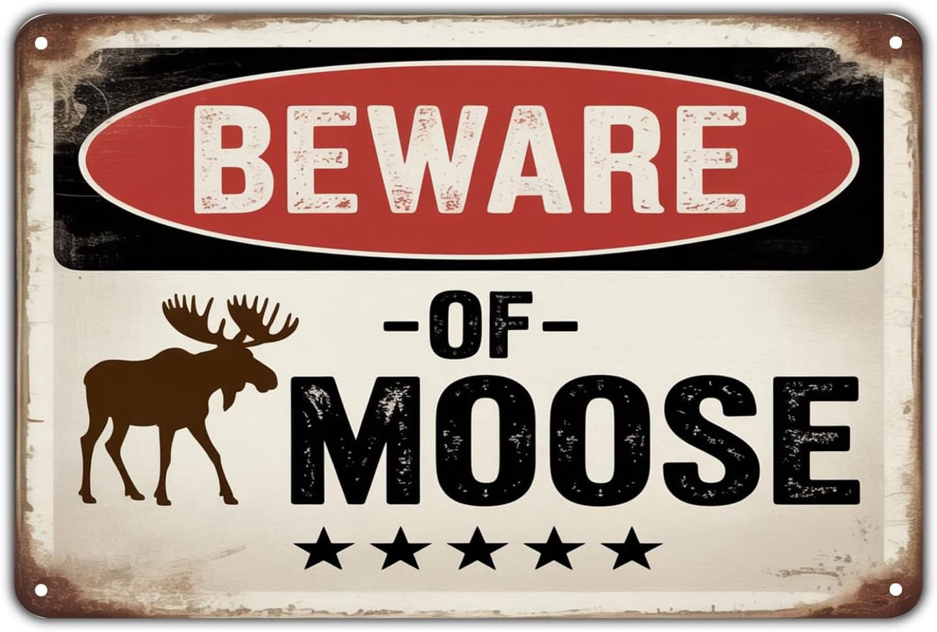 Beware of Moose Crossing Tin Sign Vintage Animal Metal Sign for Garden ...