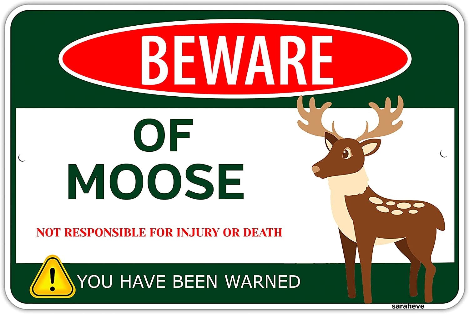 Beware of Moose Metal Tin Sign Funny Moose Sign Gifts for Women Wall ...