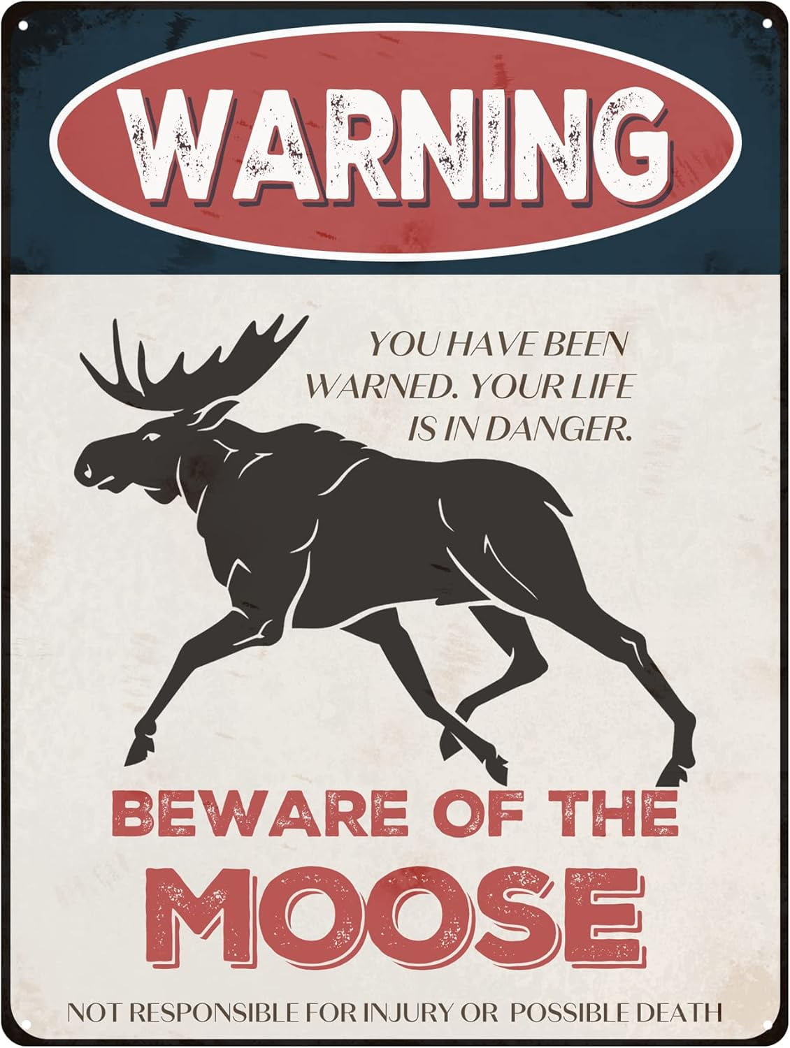Beware of Moose Sign 12x16 inch Animal Metal Signs for Yard Farm Zoo ...