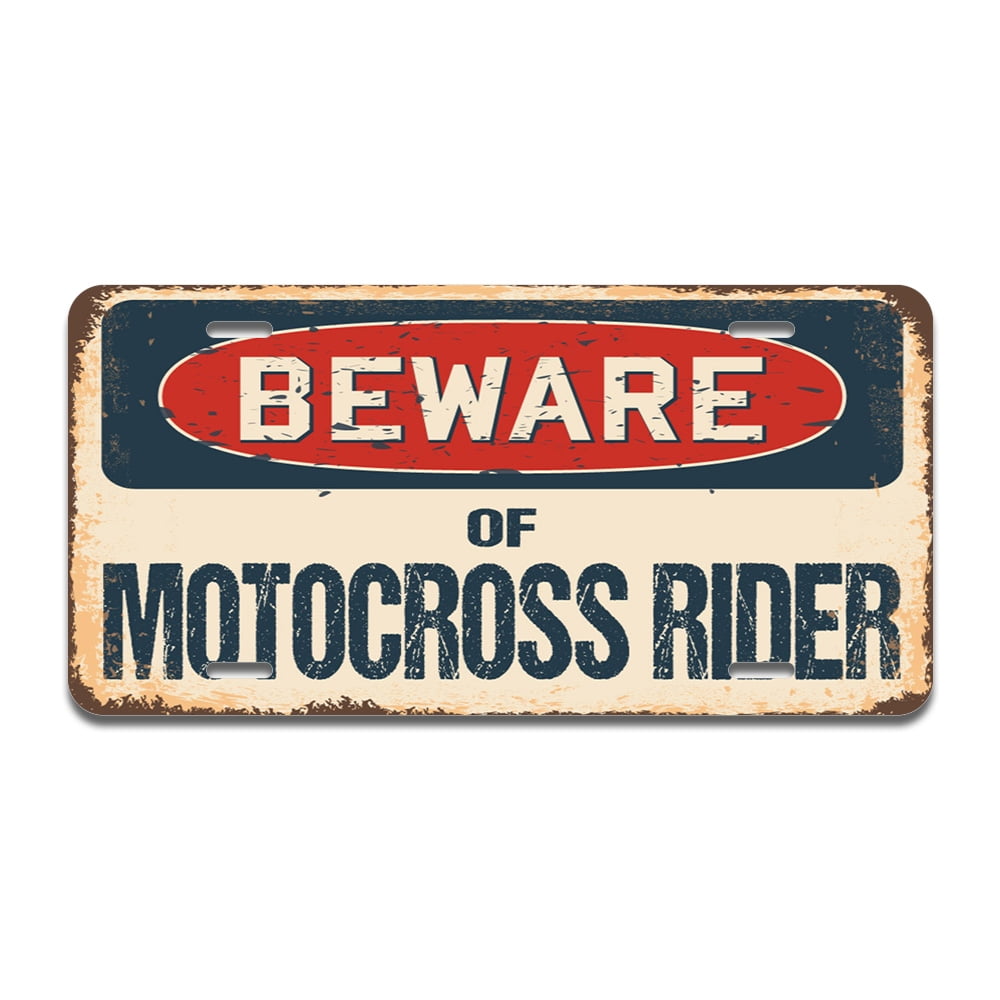 Beware of Motocross Rider Aluminum License Plate| License Plate 12" X 6 ...