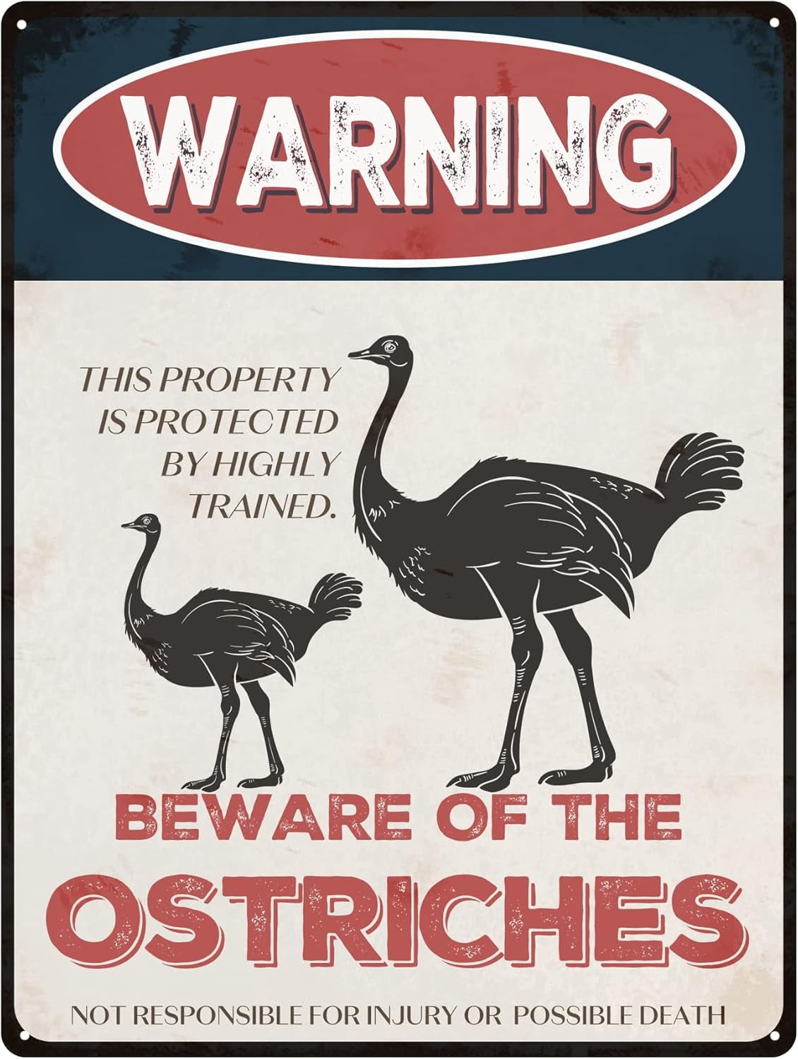 Beware of Ostriches 8x12in Vintage-Style Warning Sign for House ...