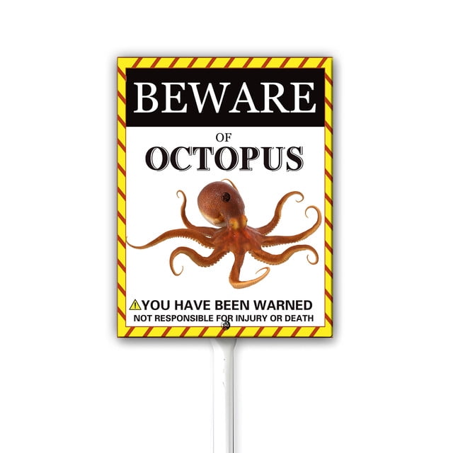 Beware of Outopus Animals Warning Sign for Garden Lawn Decor Funny Yard ...