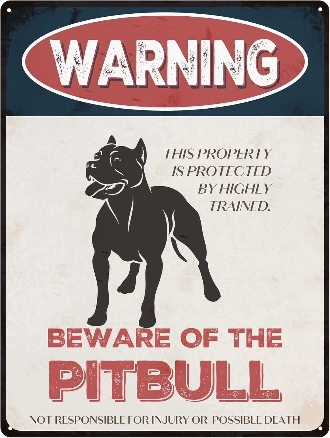 Beware of Pitbull Sign 8x12in, Vintage-Style Warning Signs for House ...