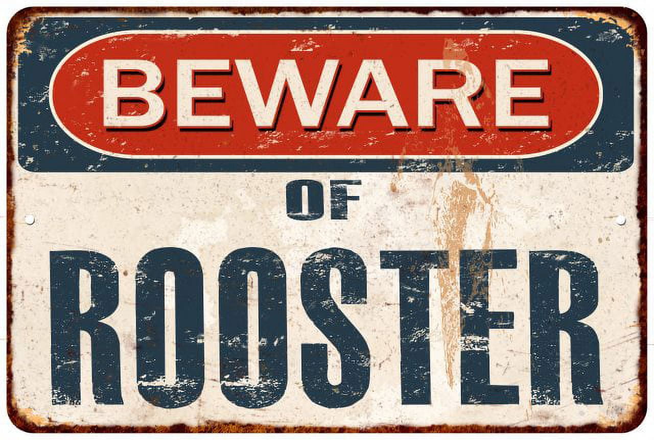 Beware of ROOSTER Metal Sign Rusty Wall Decor 8x12 108120041772 ...