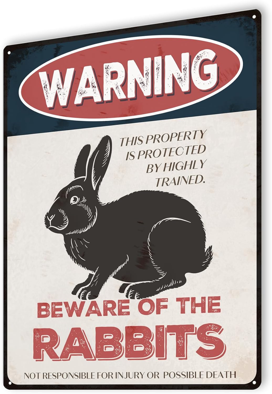 Beware of Rabbits Sign 12x16 inch Animal Metal Signs for Yard Farm Zoo ...