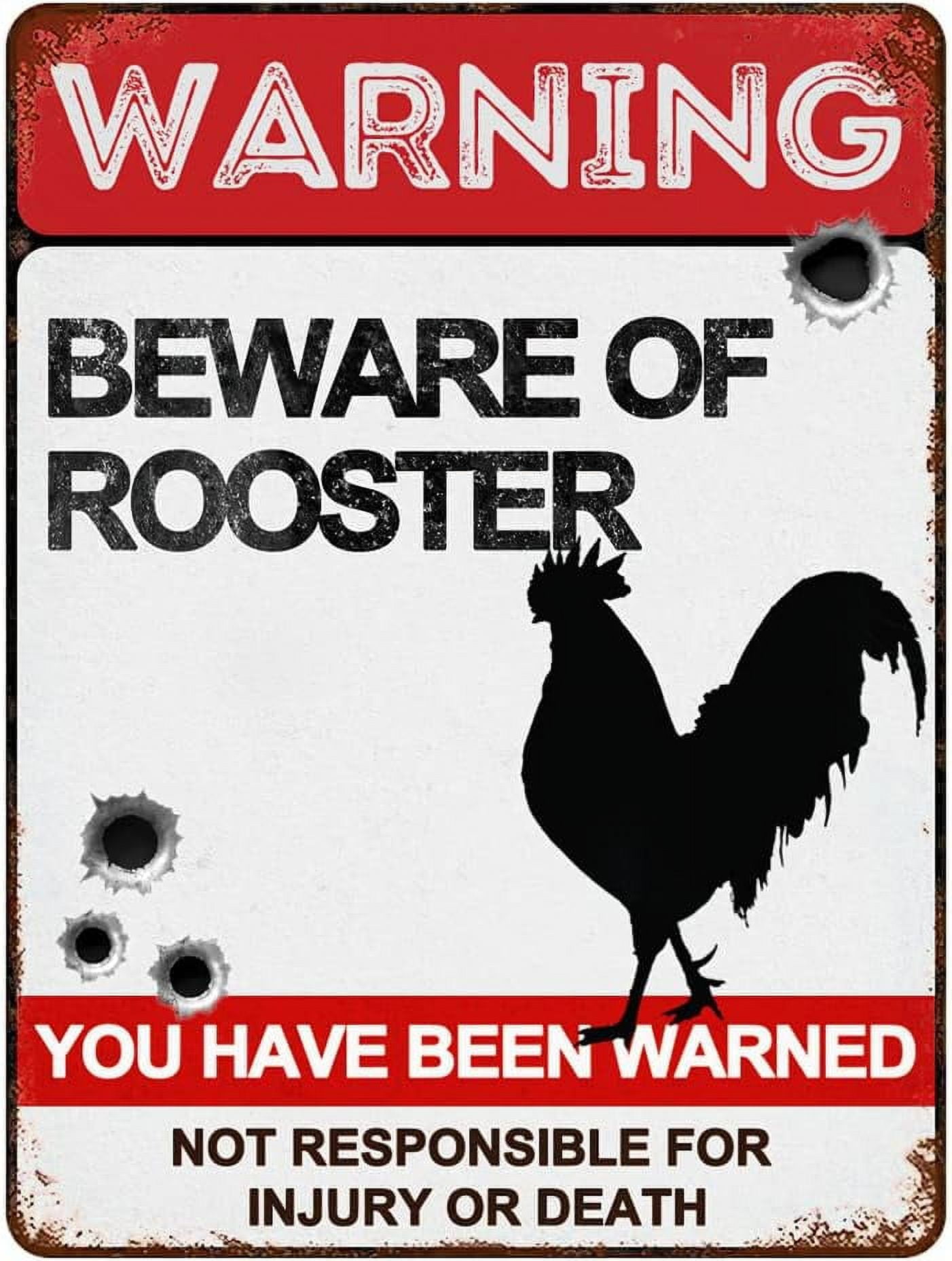 Beware of Rooster Signs 12"x16", Vintage Metal Warning Signs About ...
