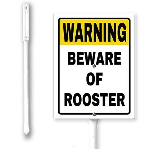 Beware of Rooster Yard Sign with Stake 4.6 x 6 inch Aluminum Sign,Easy ...