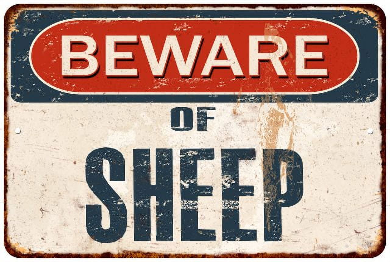 Beware of SHEEP Metal Sign Rusty Wall Decor 8x12 108120041196 - Walmart.com