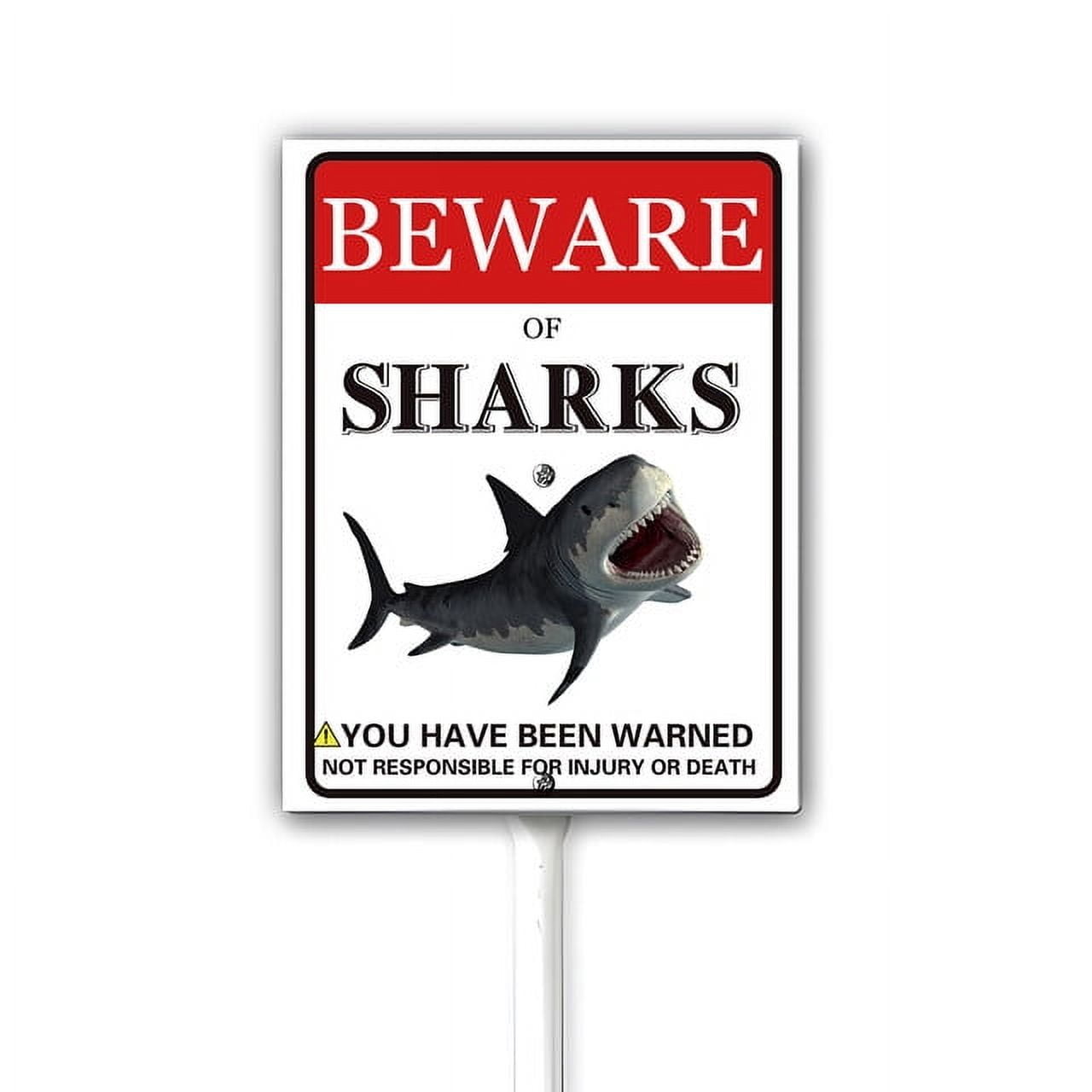 Beware of Sharks Metal Yard Sign With Stake Rustproof Outdoor Aluminum ...