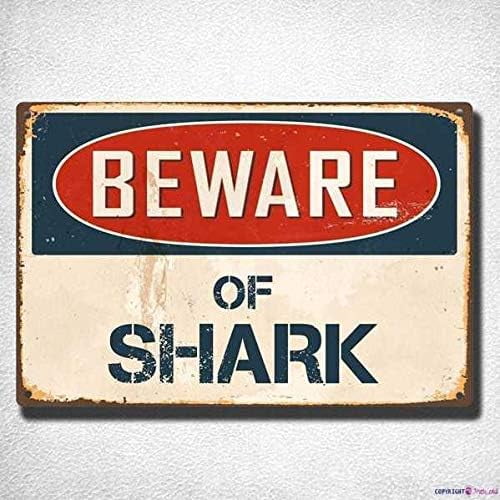 Beware of Sharks Plate Sign Exterior Home Cave Garage Bar Wall ...