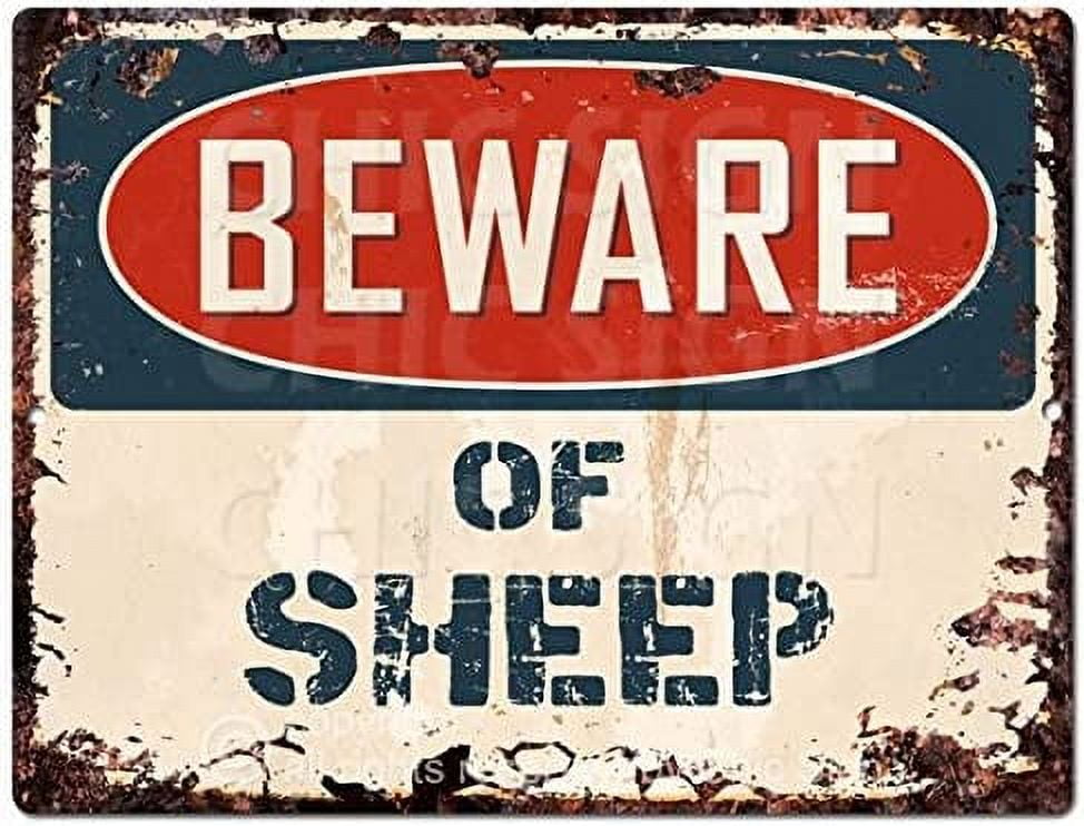 Beware of Sheep Chic Sign Vintage 9"x12" Metal Plate Store Home Room ...