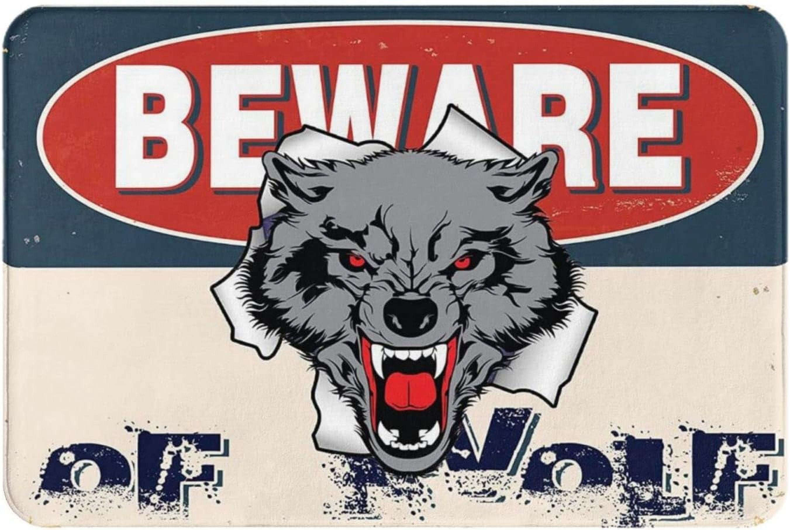 Beware of The Wolf Warning Non-Slip Absorbent Resist Dirt Doormat ...
