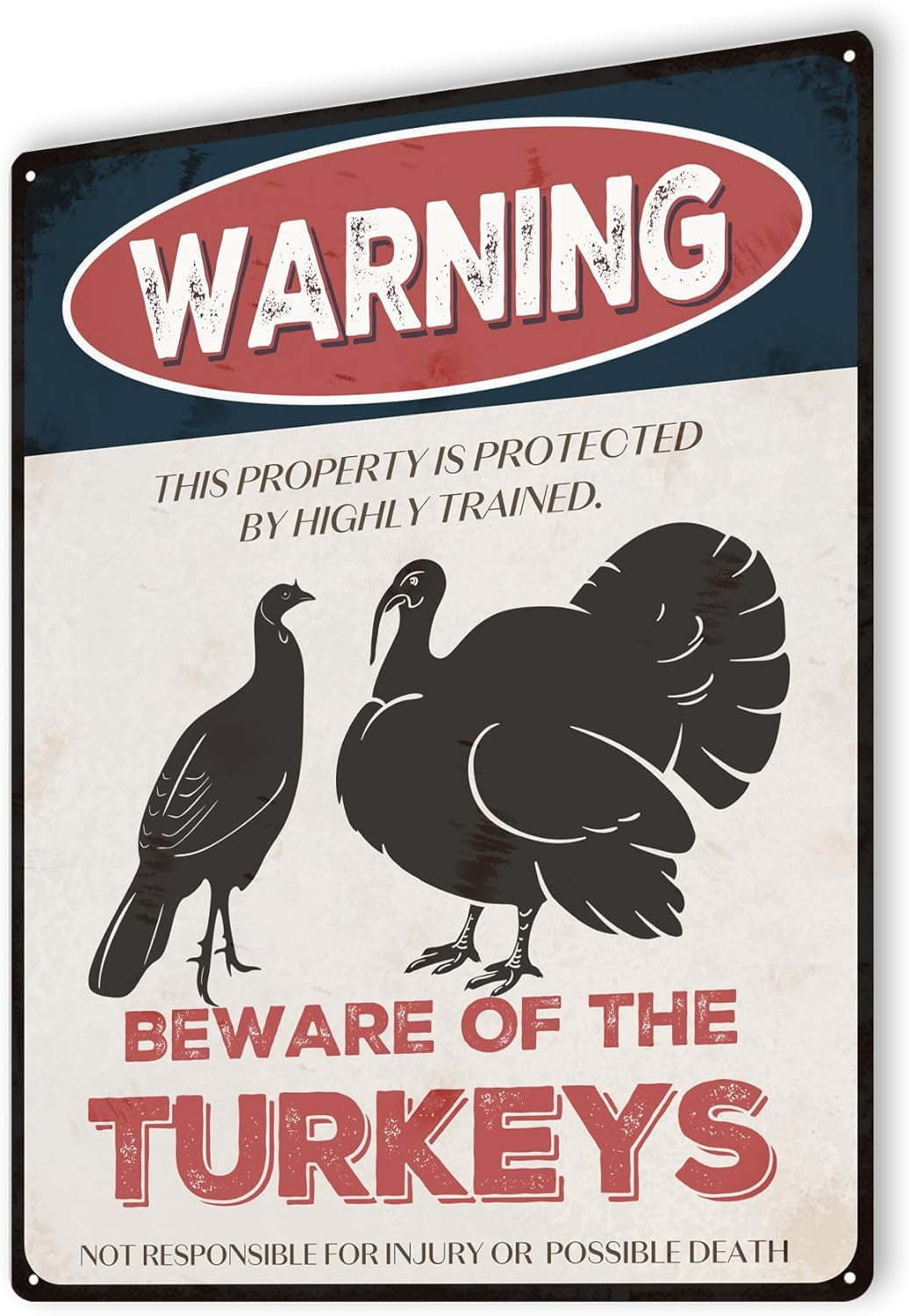 Beware of Turkeys Sign 12x16 inch Animal Metal Signs for Yard Farm Zoo ...