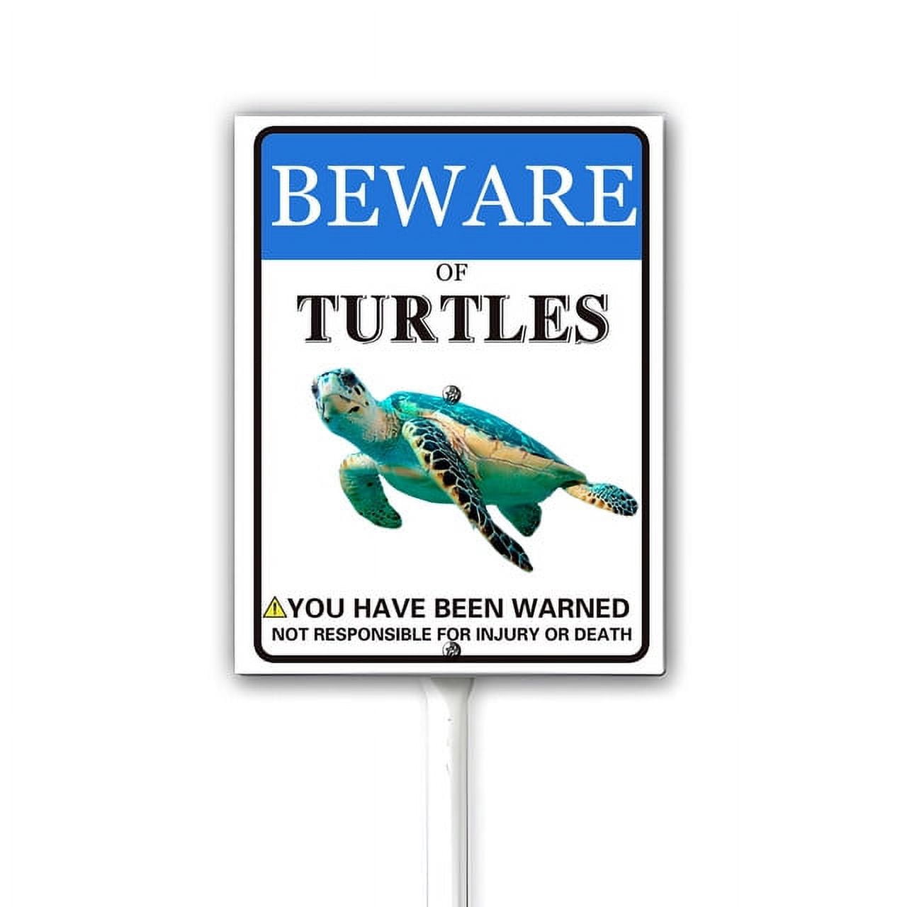 Beware of Turtles Funny Quote Aluminum Metal Sign with Stake 4.6"X6 ...