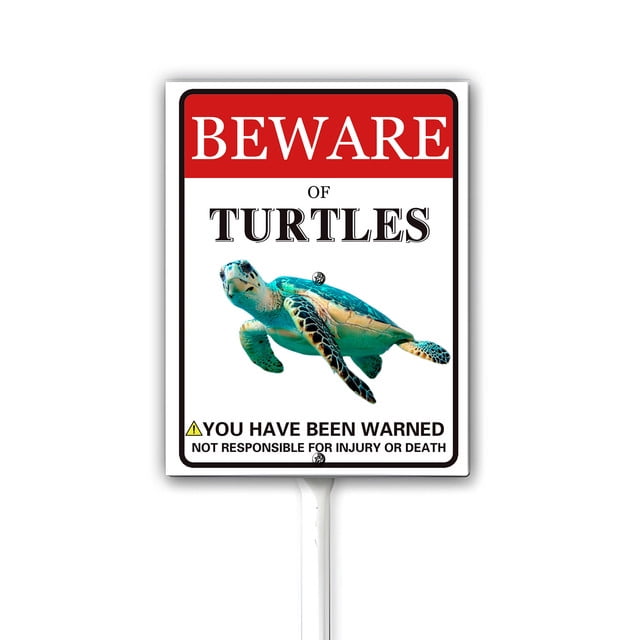 Beware of Turtles Metal Yard Sign With Stake Rustproof Outdoor Aluminum ...