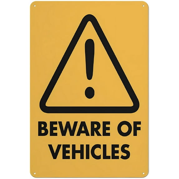 Beware of Vehicles 8"x12" Reflective Aluminum Sign, Warning Signage ...