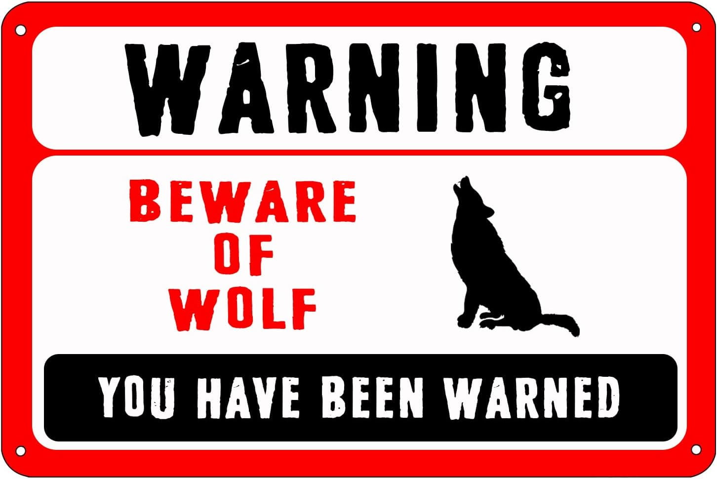 Beware of Wolf Outdoor Metal Sign Wolf Warning Metal Tin Sign 8x12 ...