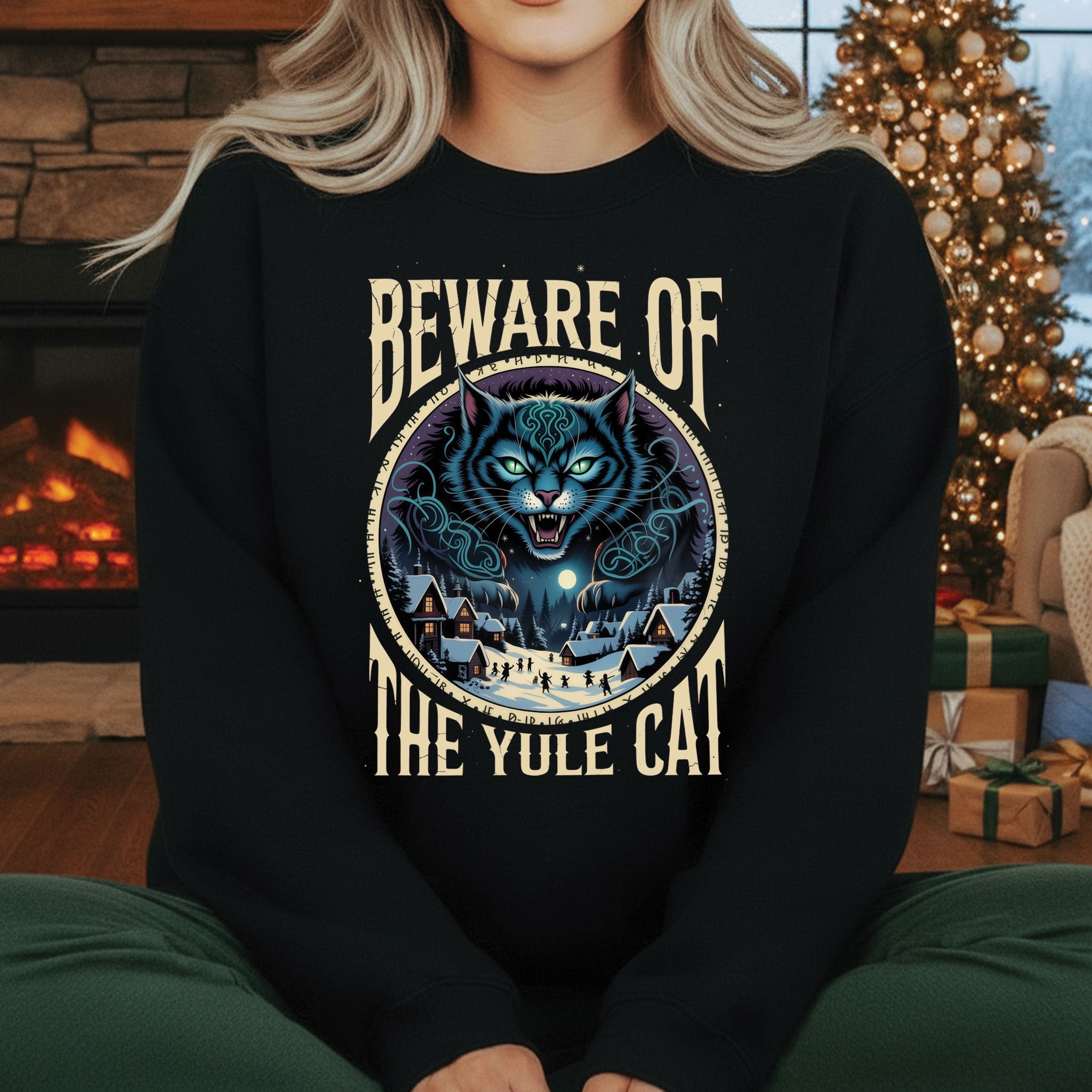 Beware of the Yule Cat Sweatshirt, Icelandic Christmas Cat Shirt, Scary ...