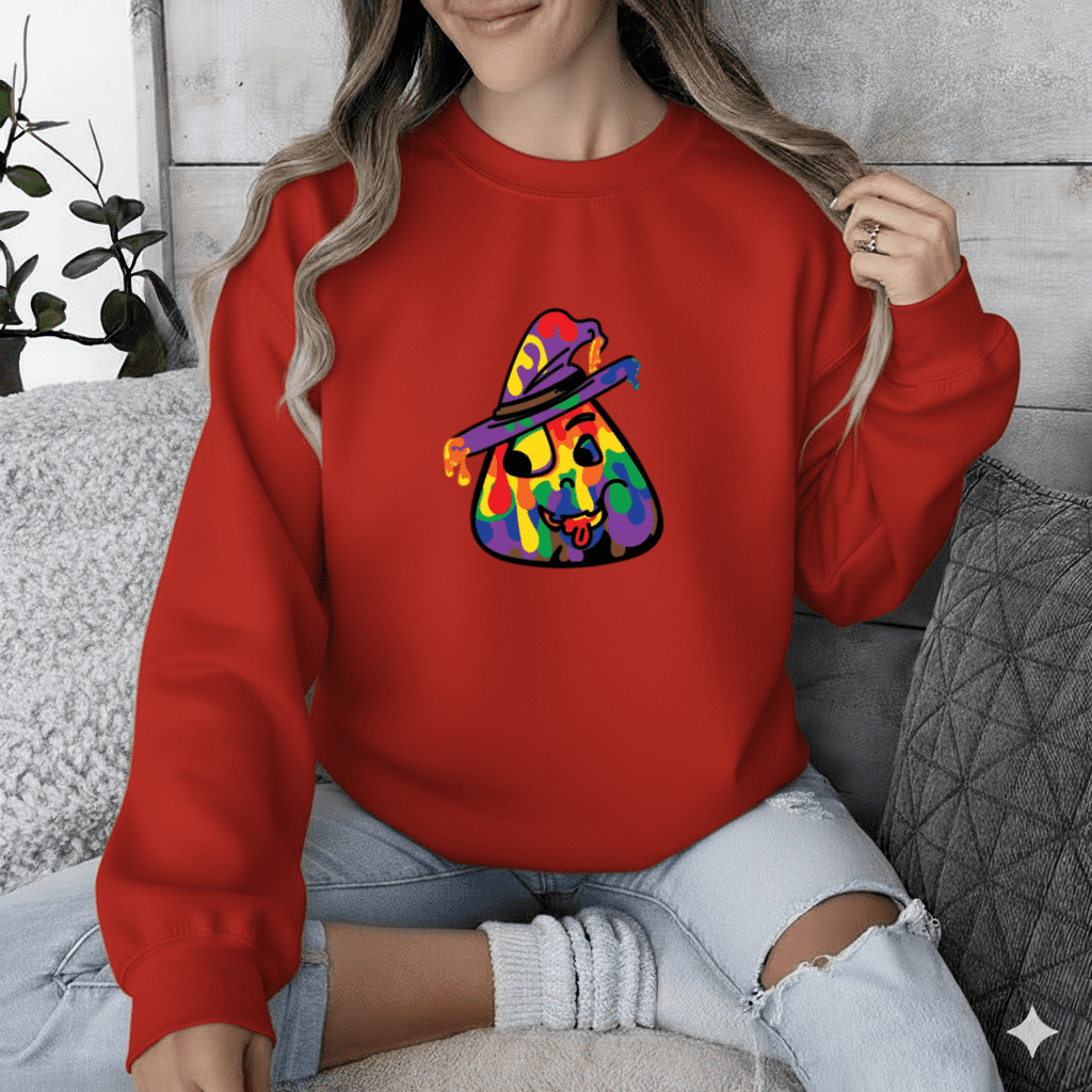 Bewitched Pride Candy Corn Retro Rainbow Funny Holiday Style Sweatshirt ...