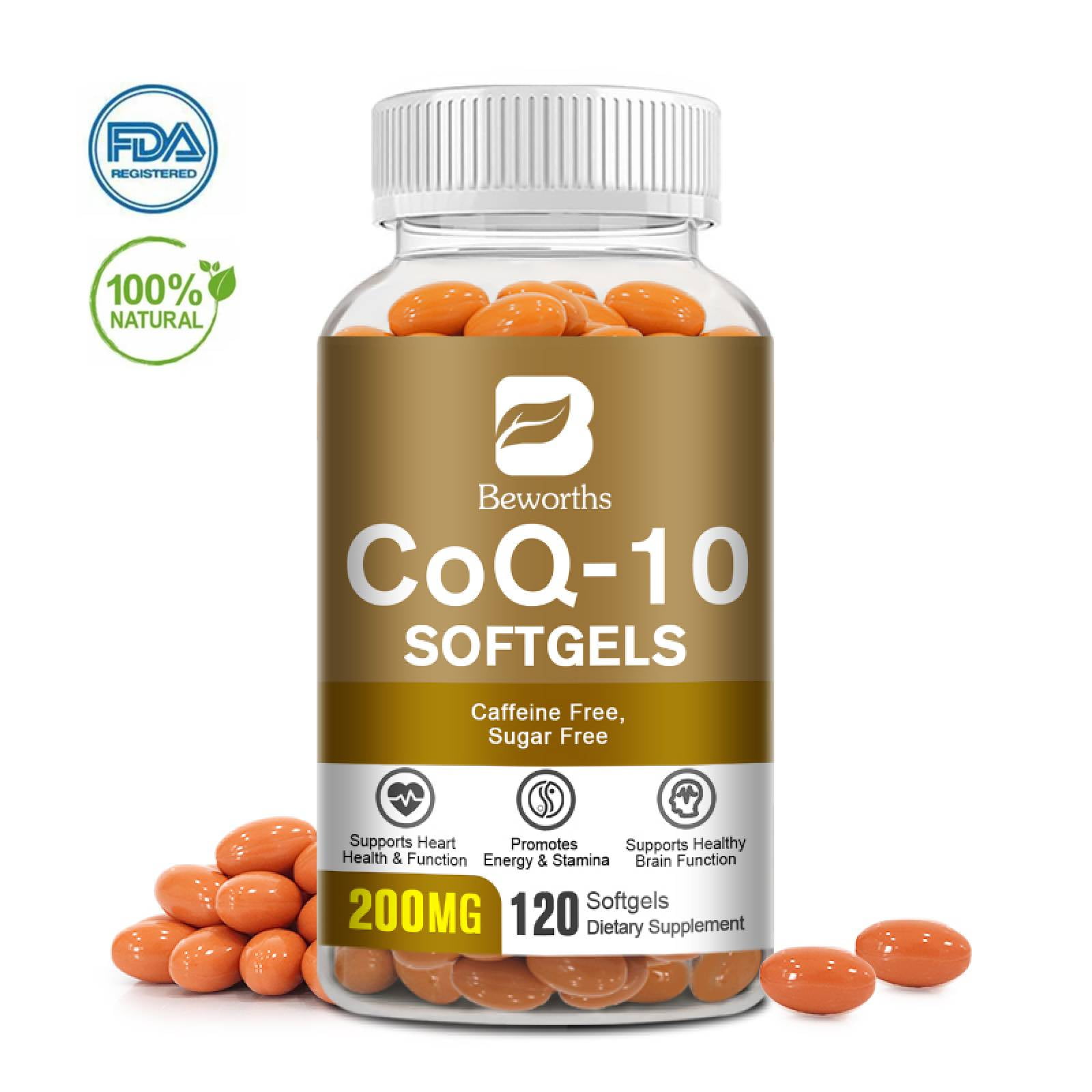 Beworths Vegetarian CoQ-10 Capsules 200mg - Heart Healthy Antioxidant ...