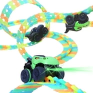 Magic Tracks Mega Set: Flex Glow in the Dark Racetrack with 2 LED Race ...