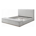 Bex King Platform Bed- Lift Top Storage Bench- Gray Linen Upholstery ...