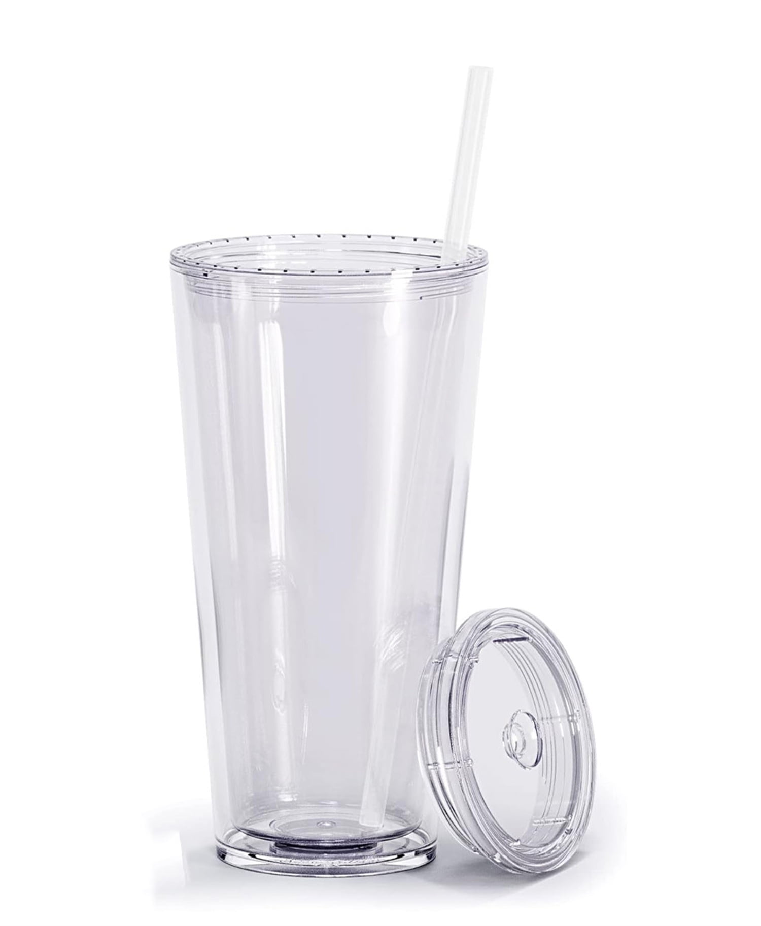 Bexikou 1 Pack Clear Insulated Tumblers,Plastic Tumbler Cups,Double ...