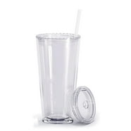 1 Pcs Clear Acrylic Tumblers with Lids and Straw,20 oz Double Wall ...