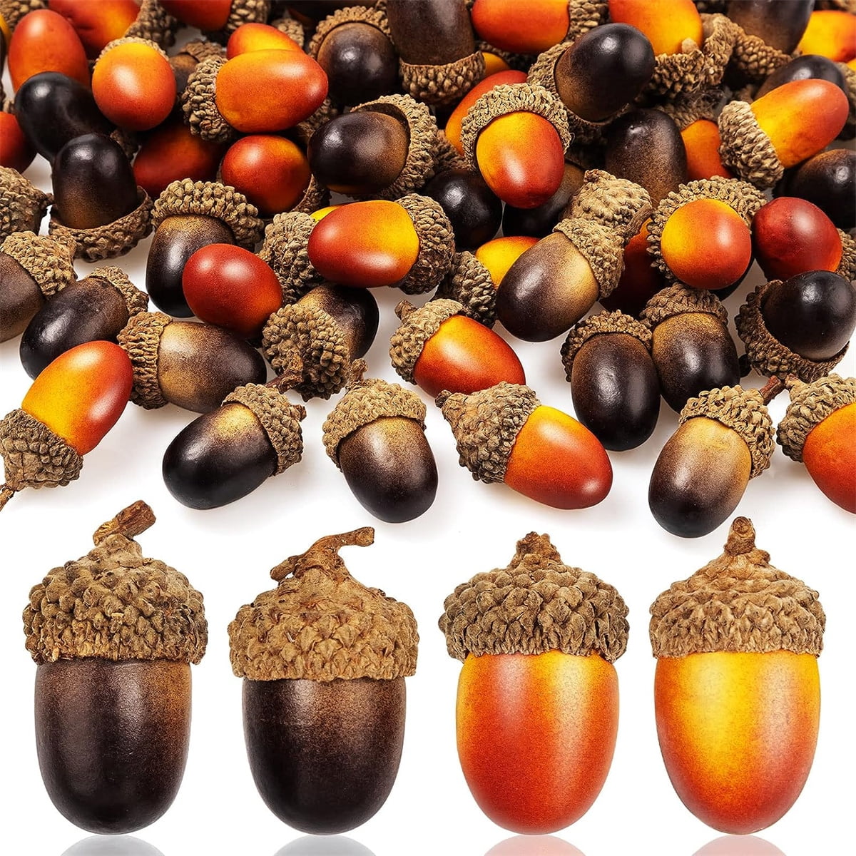Bexikou 100 Pcs Artificial Acorns with Natural Acorn Cap, 2 Color Small ...