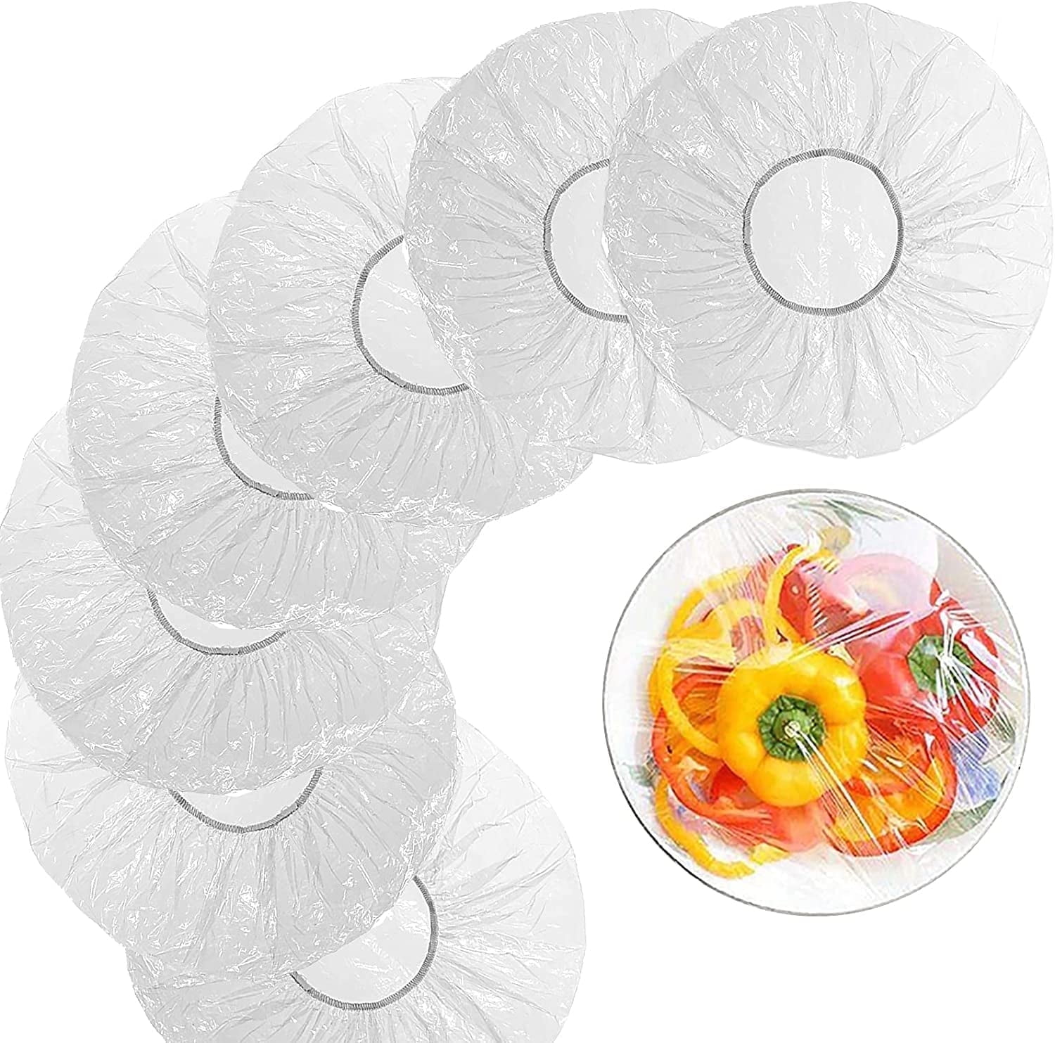 Casewin 100 Reusable Bowl Covers - Stretchy Lids, Food Safe Plastic ...