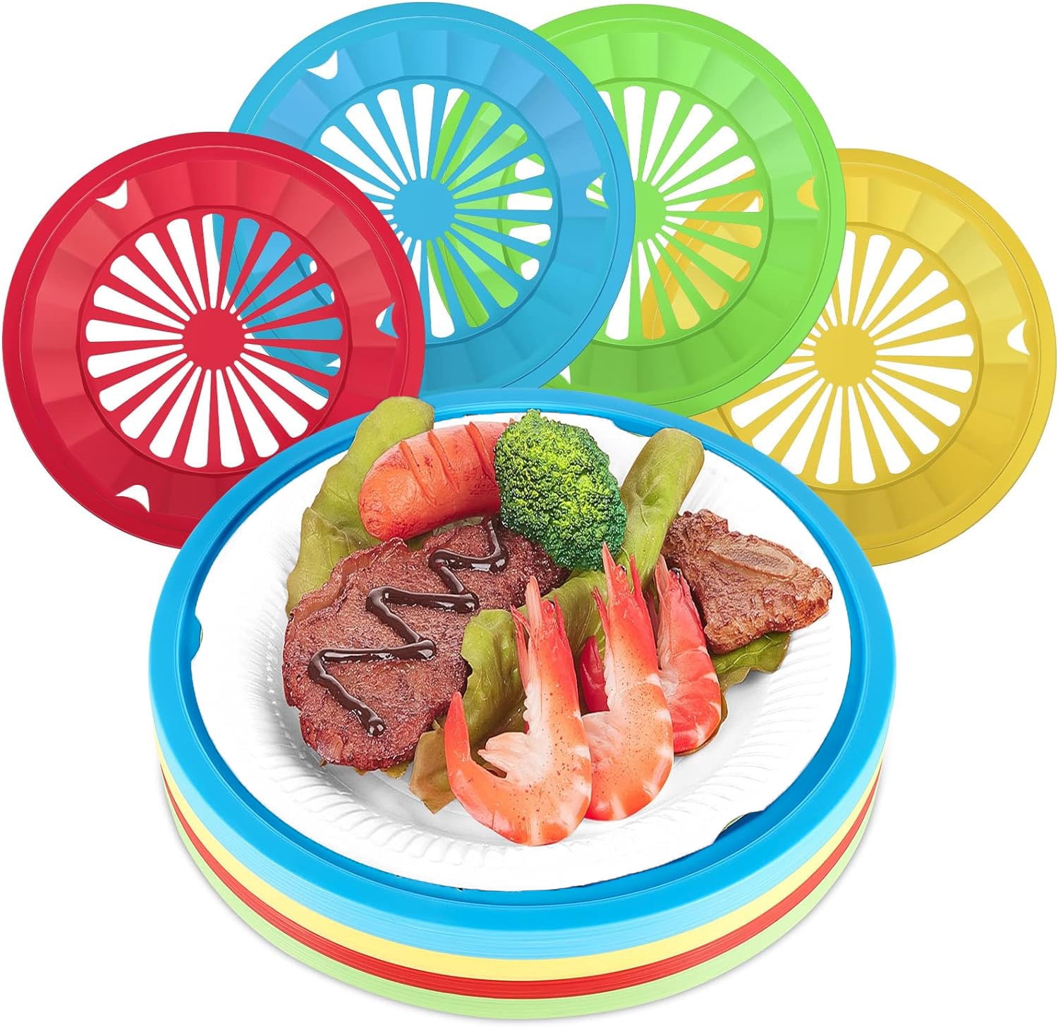 Bexikou 12Pcs BBQ Paper Plate Holder,Round Plastic Paper Plate Holder ...