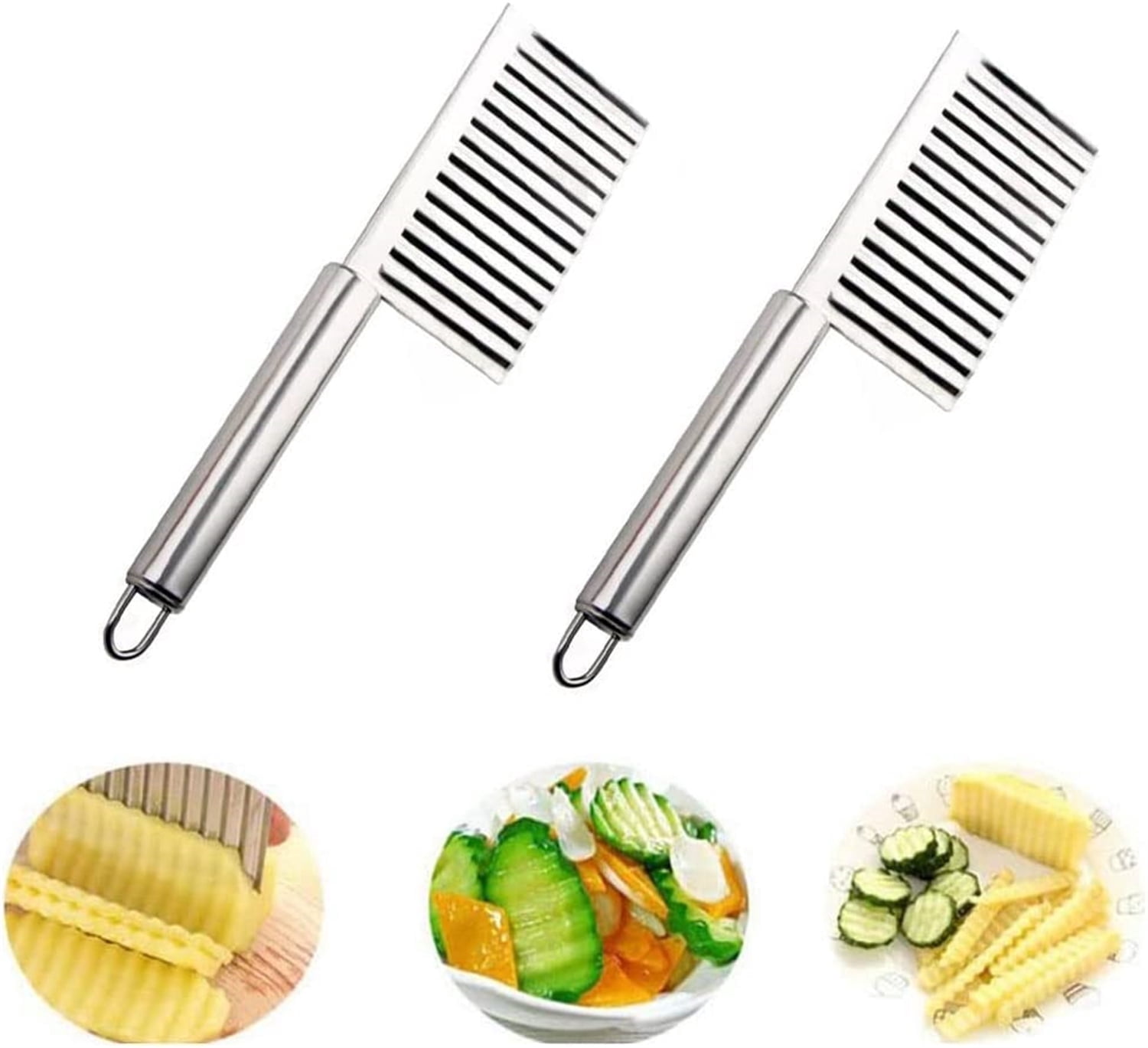 Bexikou 2 Pcs Crinkle Cut knife Stainless Steel Crinkle Cutting tool ...