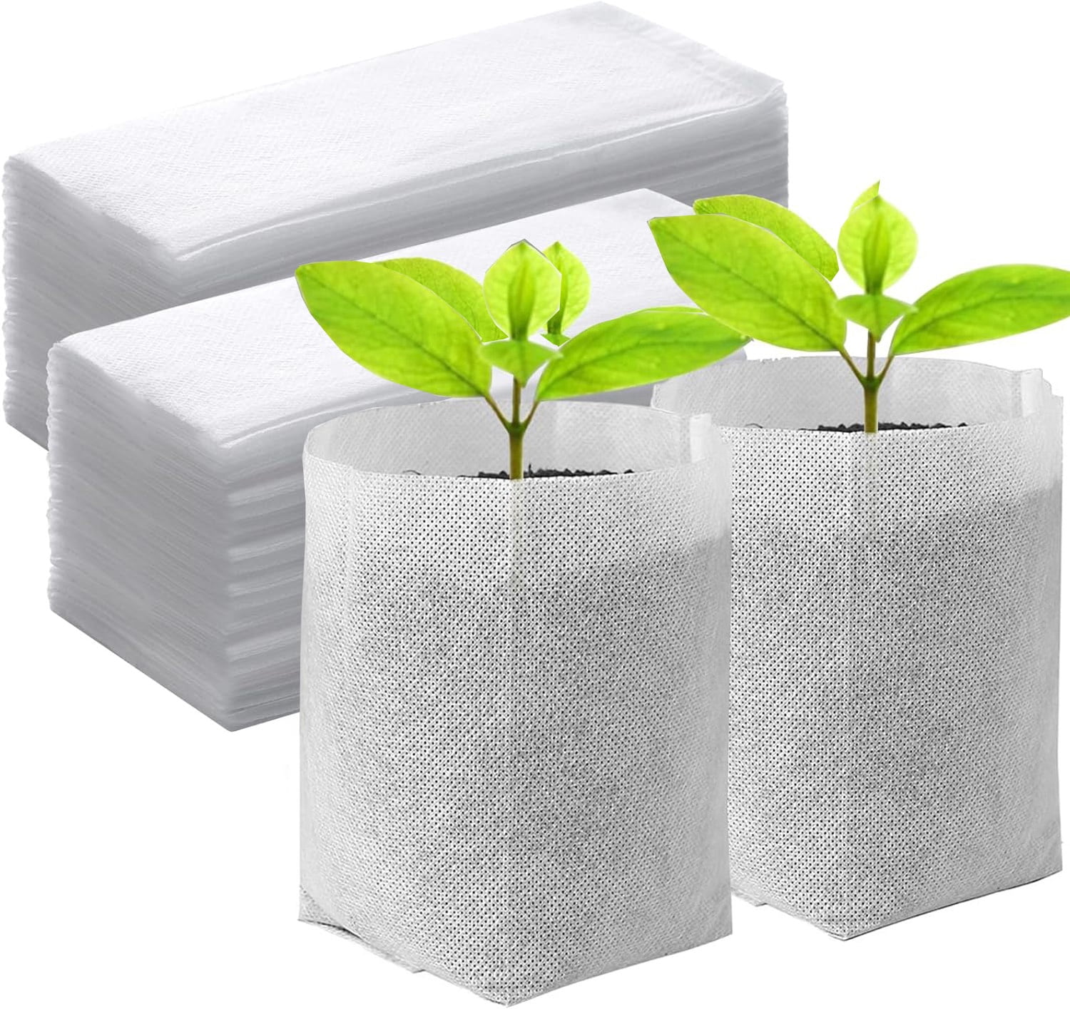 Bexikou 200 Pcs 5.5"x6.3" Plant Grow Bag,Plant Nursery Pouches, Flower ...