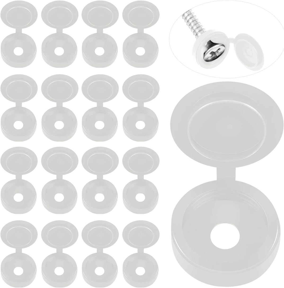 Bexikou 200 Pcs Screw Cover Caps, Plastic Hinged Screw Covers, Snap on ...